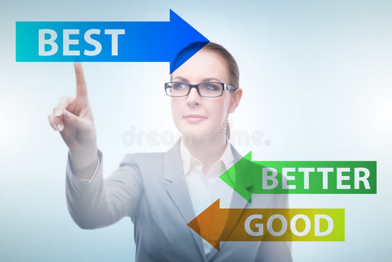 Businesswoman in Good Better and Best Concept Stock Image - Image of ...
