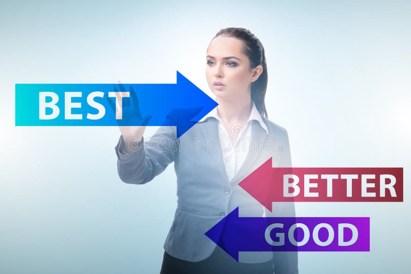 Businesswoman in Good Better and Best Concept Stock Photo - Image of ...