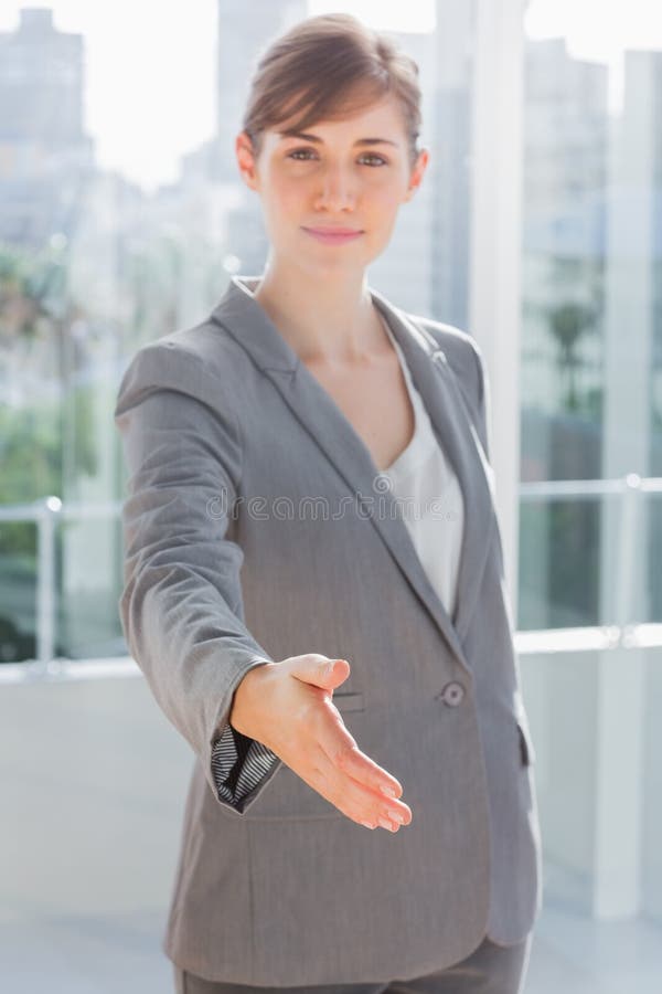 Businesswoman with Hand Out for Handshake Stock Photo - Image of hand ...