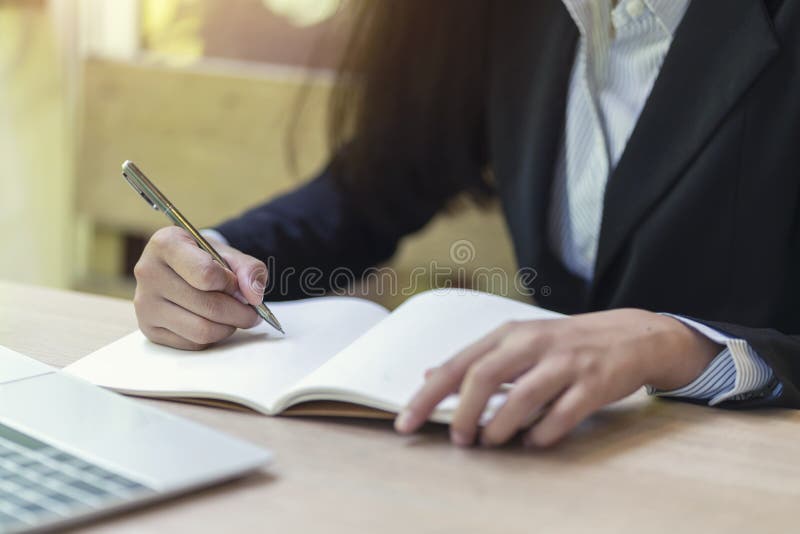 Businesswoman Hand Writing Checklist on Notebook, Planning Concept ...