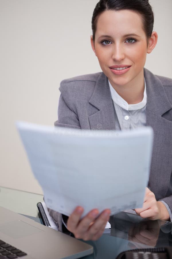 Businesswoman Handing Over Paperwork Stock Photo - Image of ...