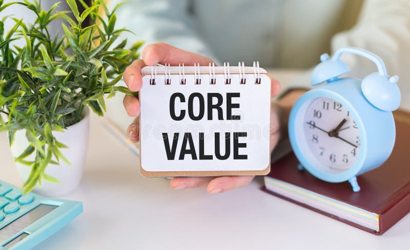 Businesswoman Hands Card Sign Core Values Text Message. Stock Image ...