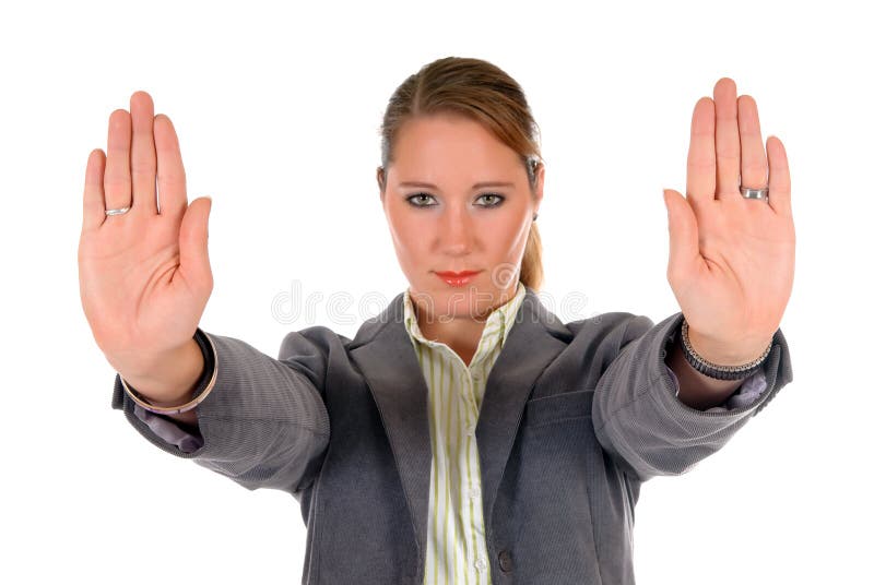 Businesswoman hands stop stock photo. Image of fashionable - 9910340