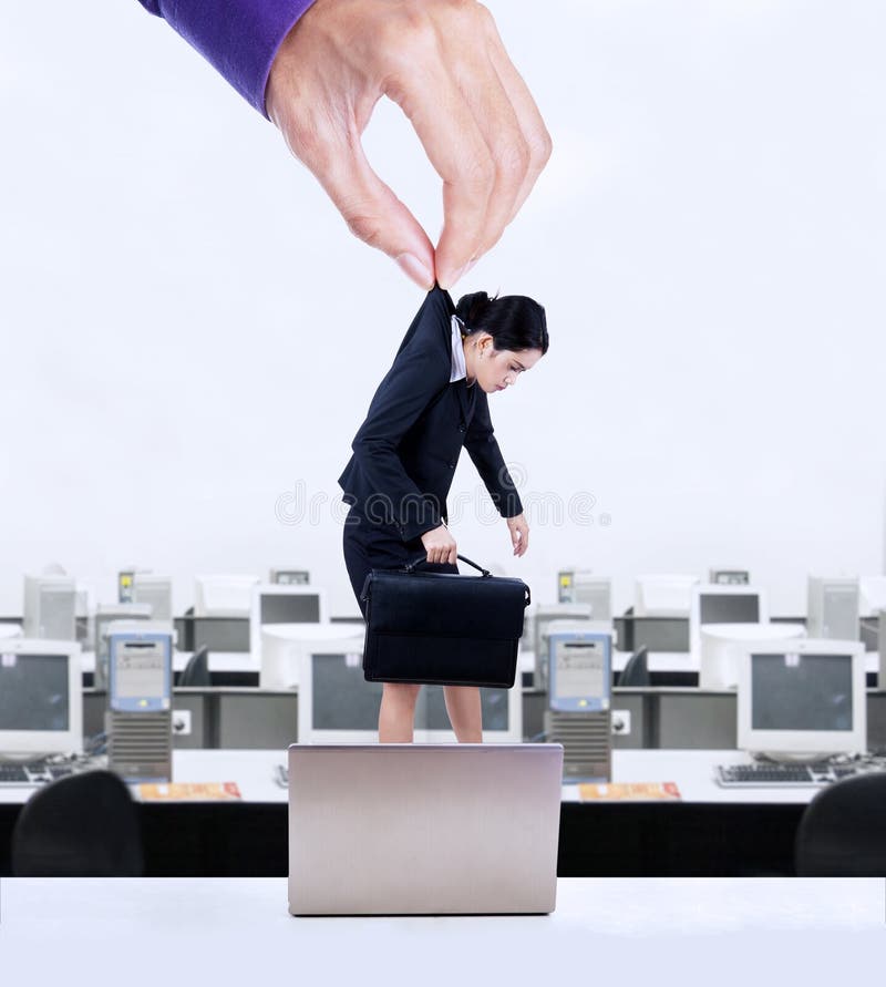Businesswoman Hanging on a Hand Stock Image - Image of executing ...