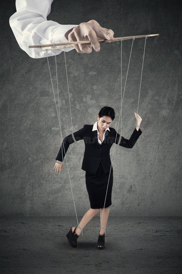 Businesswoman Hanging on String Stock Image - Image of controlled, hand ...