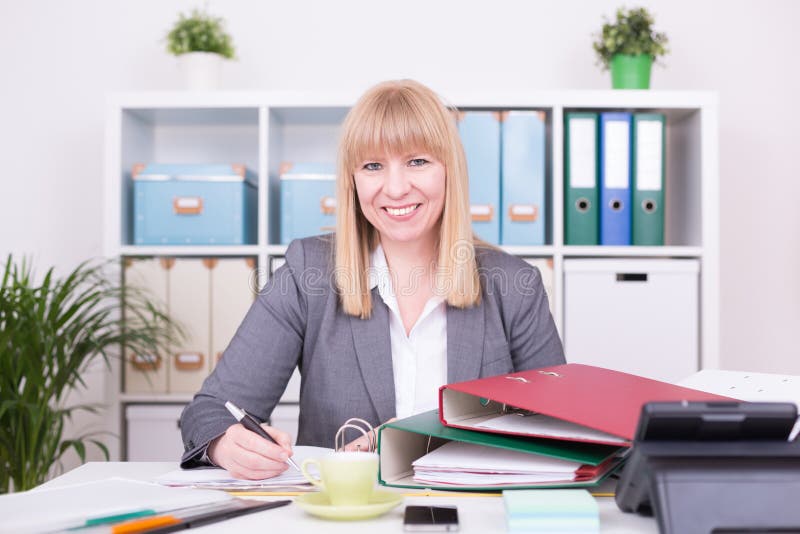Businesswoman with Happy Emotions at Work at the Office Stock Image ...