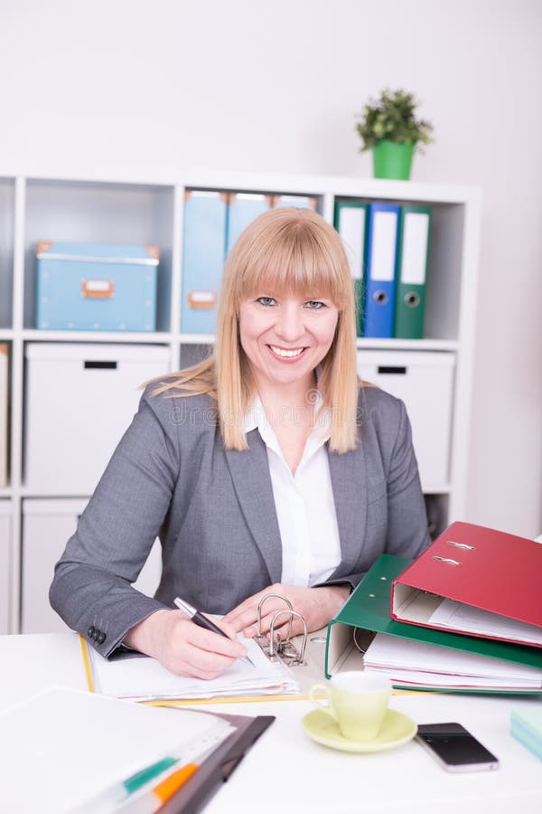 Businesswoman with Happy Emotions at Work at the Office Stock Photo ...