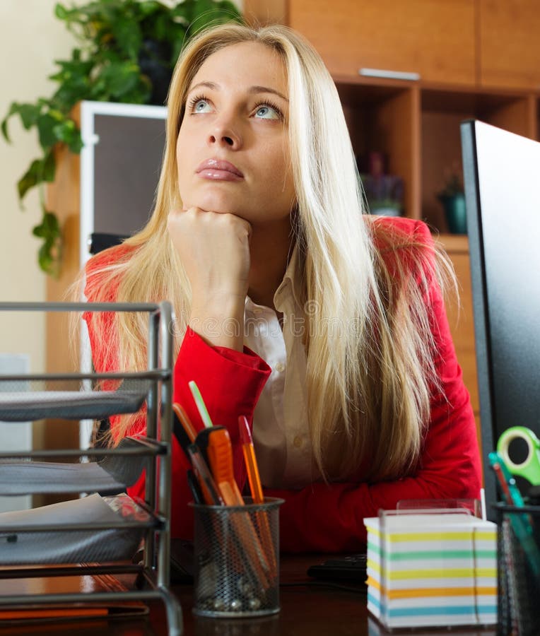 Businesswoman Having a Tedious Time at Office Stock Photo - Image of ...