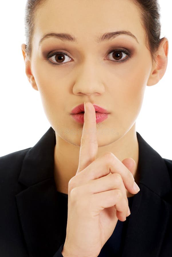 Businesswoman with Her Finger on Lips. Stock Image - Image of beauty ...