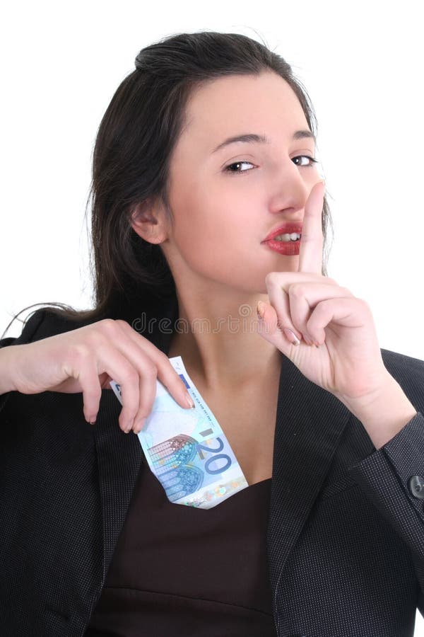 Businesswoman hiding money stock photo. Image of occupation - 18313416
