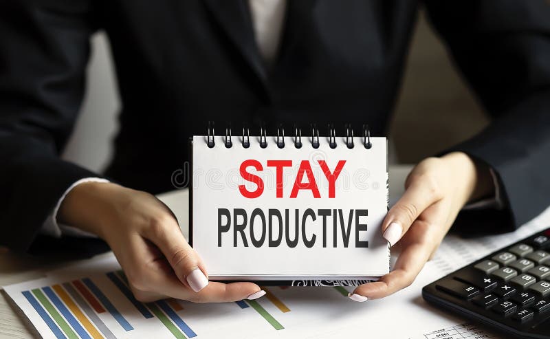 STAY PRODUCTIVE Pen and Glasses on Chart, Business Concept Stock Image ...