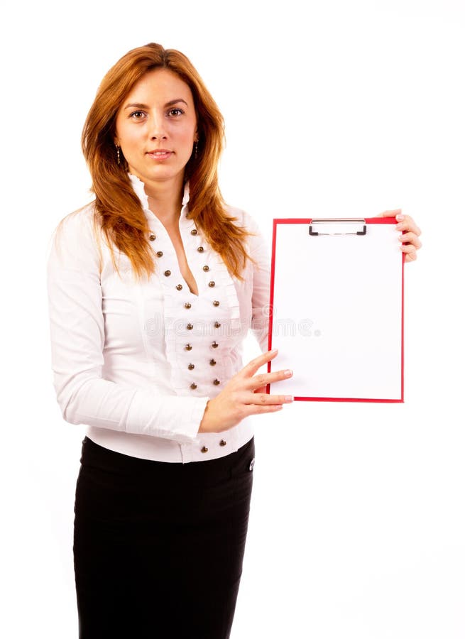 Businesswoman Holding Clipboard Stock Photo - Image of adult, smiling ...