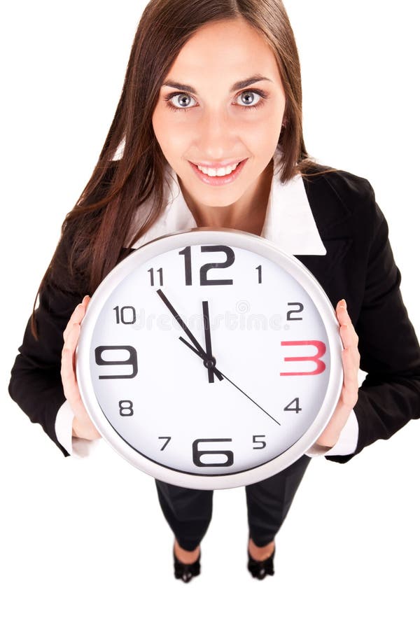 Businesswoman Holding Clock Stock Image - Image of creative, person ...
