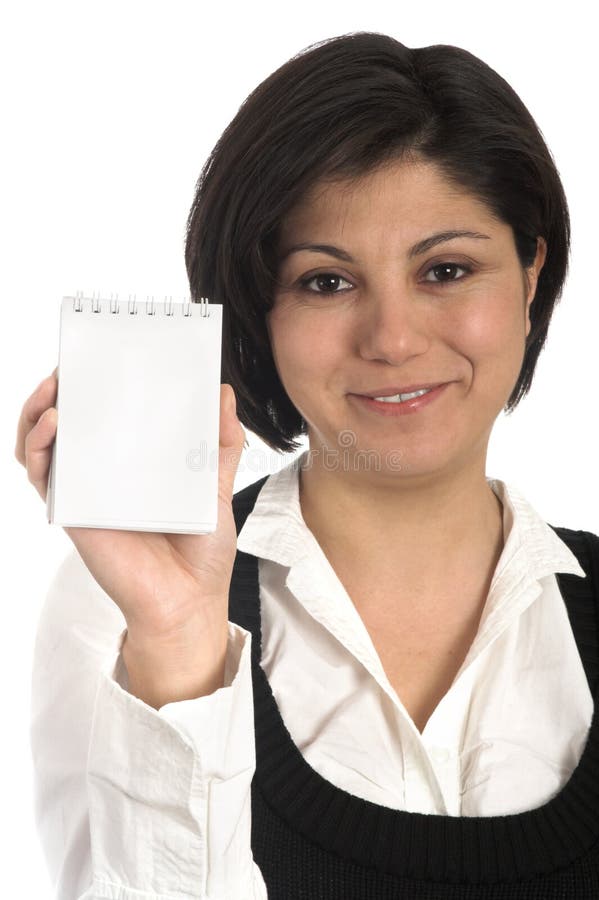 Businesswoman Holding Notepad Stock Image - Image of smiling, female ...
