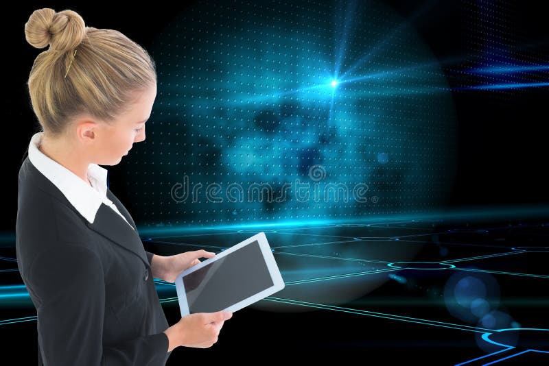 Businesswoman Holding Tablet Stock Photo - Image of digital, generated ...