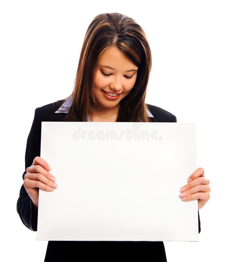 Businesswoman Holding a White Board Stock Image - Image of caucasian ...