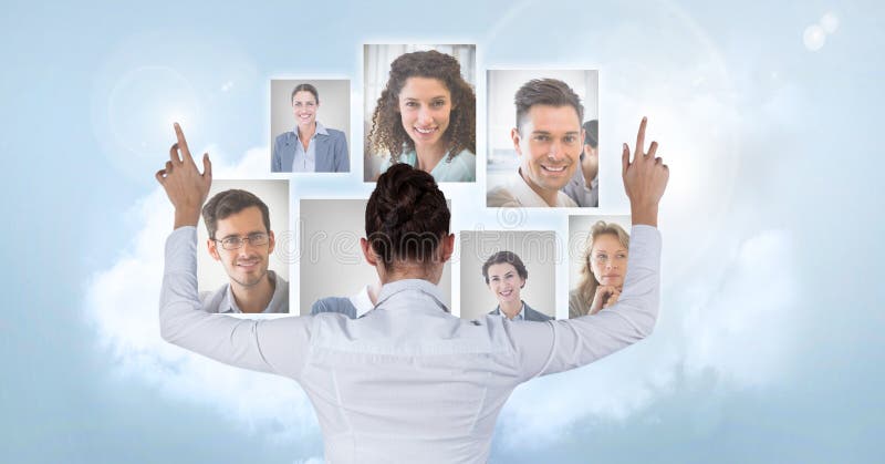 Businesswoman Interacting and Choosing a Person from Group of People ...