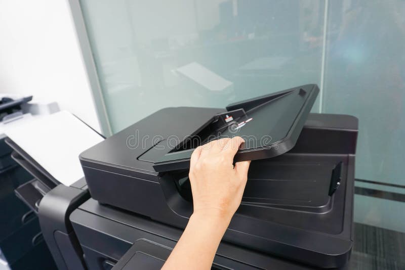 Businesswoman Lift the Printer Feeder Stock Image - Image of hand ...