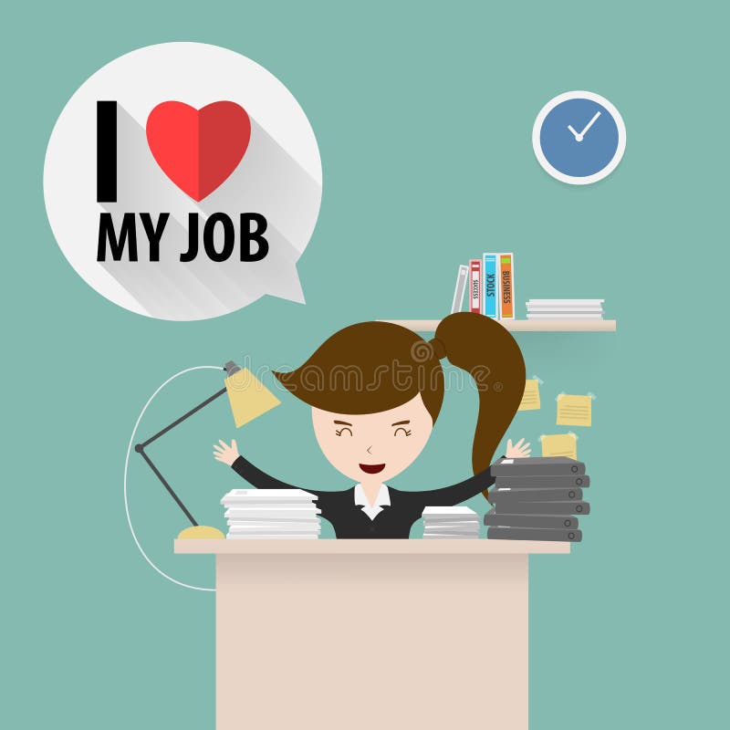 Businesswoman Love Her Job. Stock Illustration - Illustration of work ...