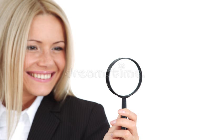 Businesswoman with Magnifier Stock Image - Image of eyesight, glass ...