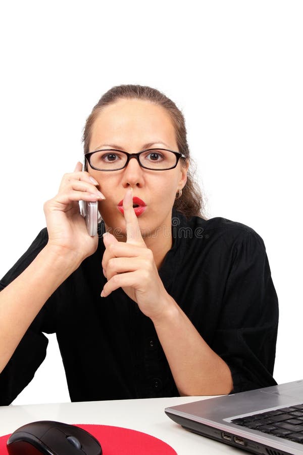 Businesswoman Making Shhh Gesture Stock Photo - Image of education ...
