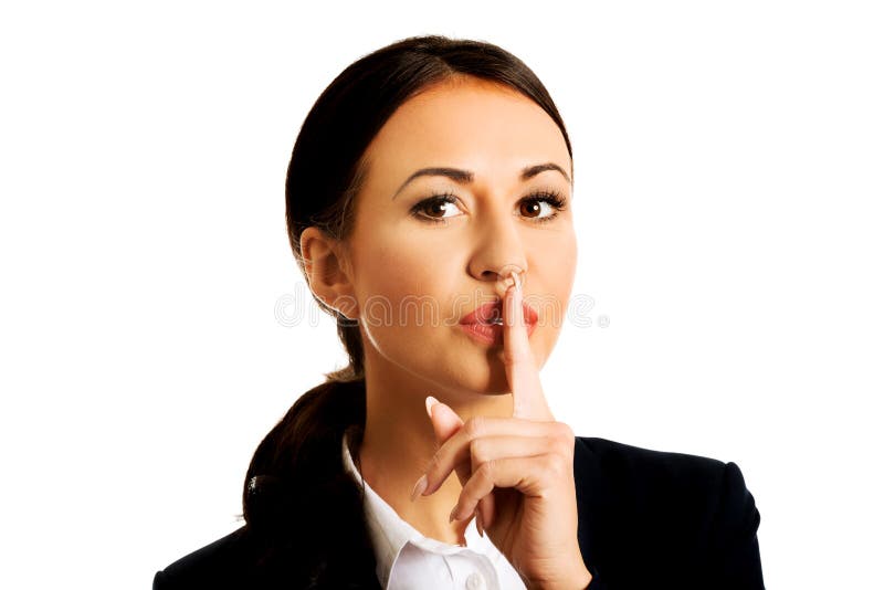 Businesswoman Making Silent Sign Stock Photo - Image of calm, beauty ...