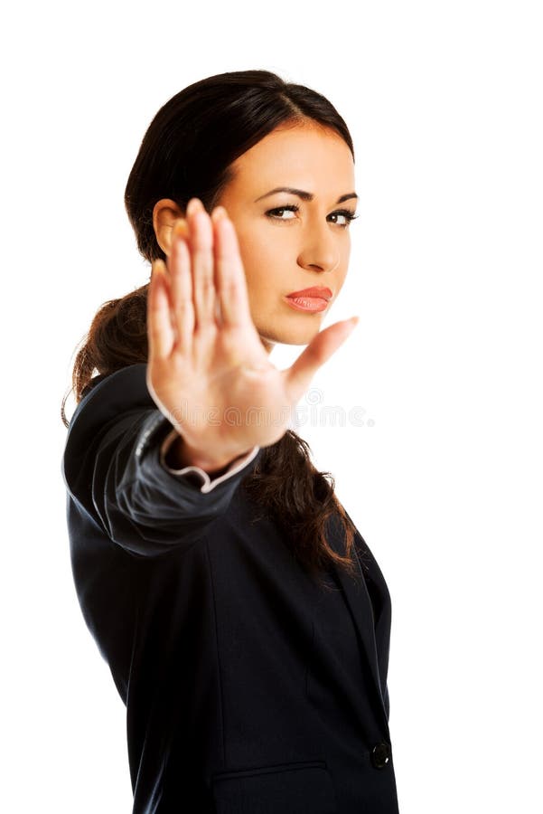 Businesswoman Making Stop Sign Stock Image - Image of serious ...
