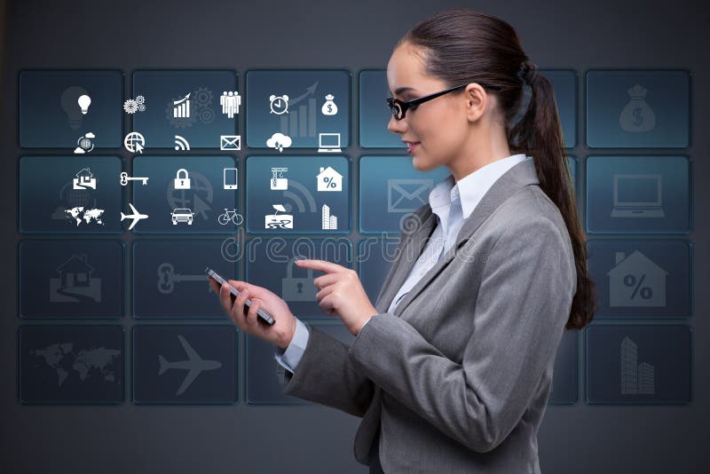 The Businesswoman with Mobile in Business Concept Stock Image - Image ...