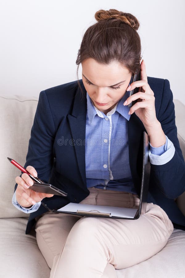 Businesswoman during Mobile Phone Call Stock Image - Image of adult ...
