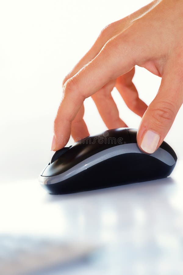 Businesswoman moving mouse stock image. Image of employment - 39395053