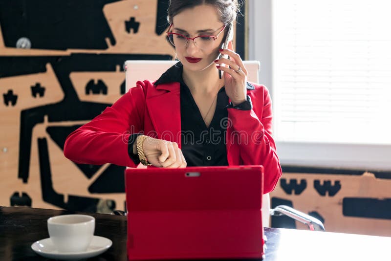 Businesswoman Needs To Go because she is Late but the Call Goes on ...