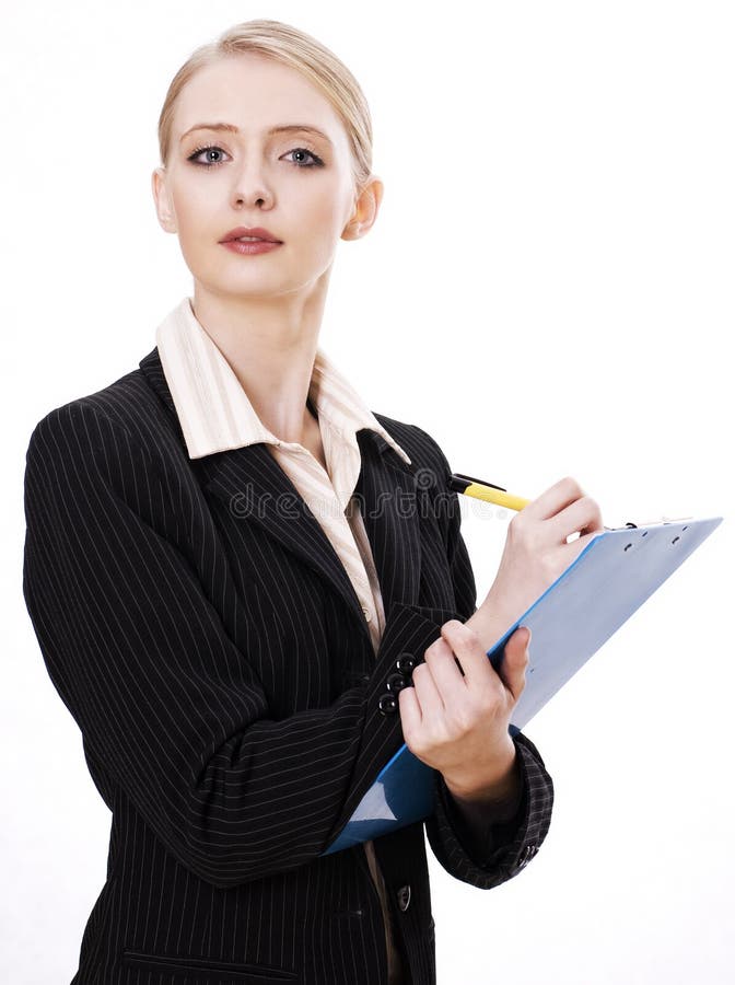 Businesswoman with a Notepad Stock Image - Image of corporate, female ...