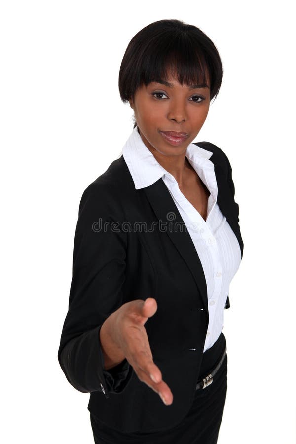 Businesswoman Offering Her Hand Stock Image - Image of black, isolated ...