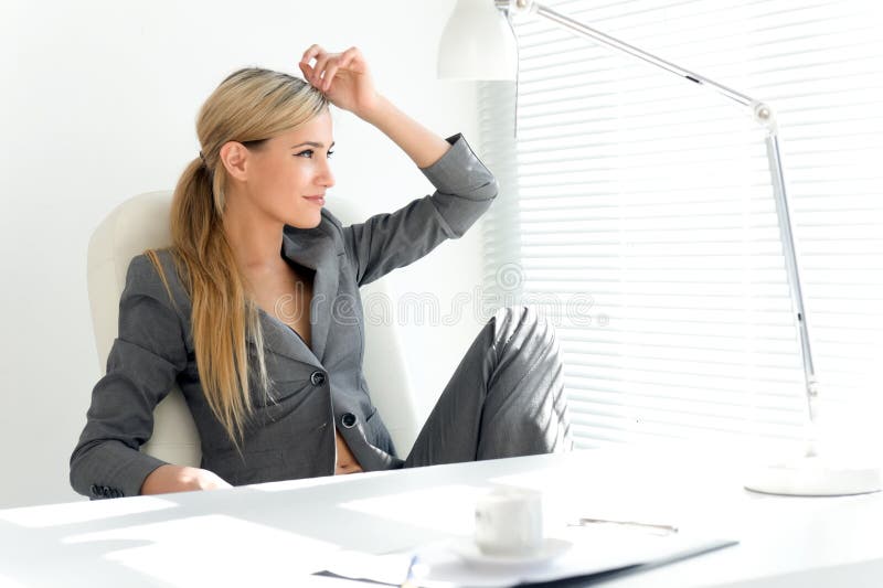 Businesswoman in the Office. Break Time Stock Image - Image of sitting ...