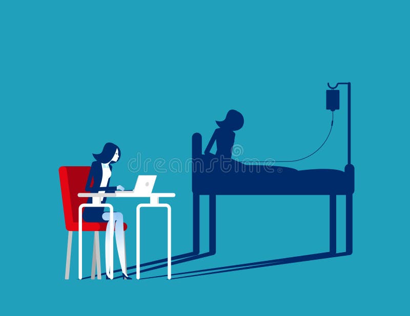 Businesswoman Office Working and Health Shadow. Hardwork Concept Stock ...
