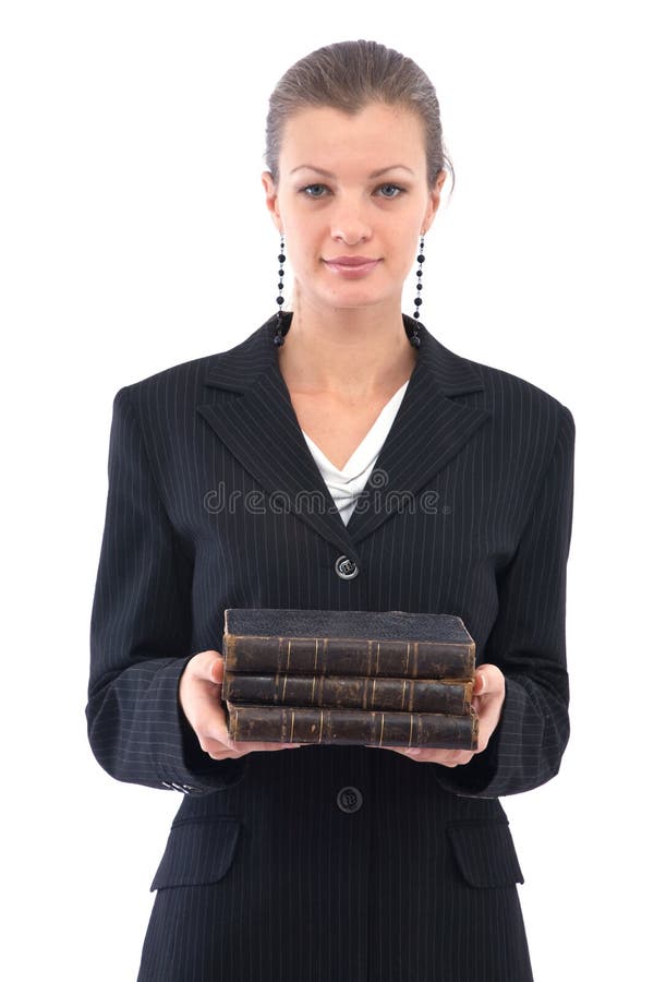 Businesswoman with Old Books Stock Image - Image of businessman ...