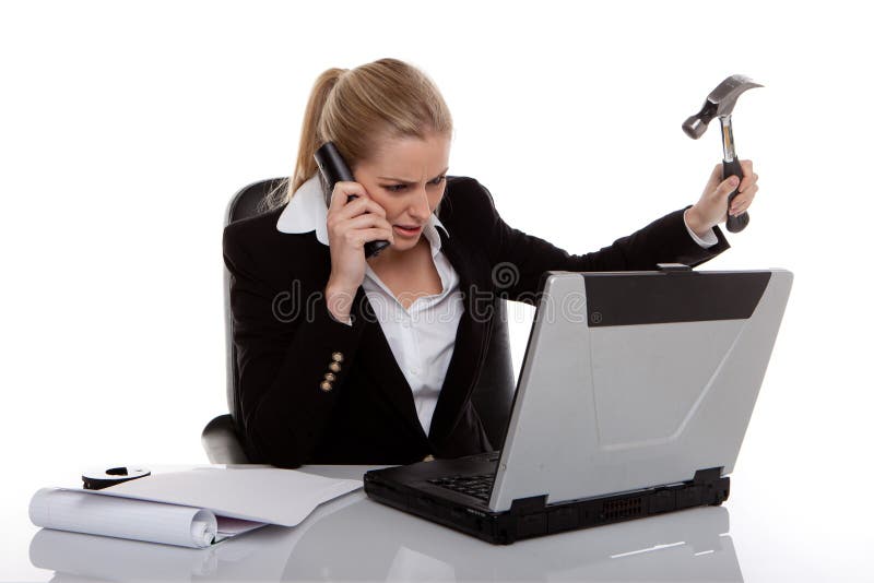 Businesswoman Over the Phone Stock Image - Image of employee ...