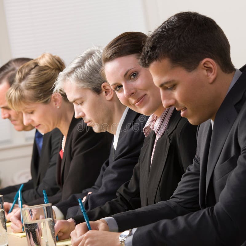 Co-workers Working At Computers In Call Center Stock Image - Image of ...