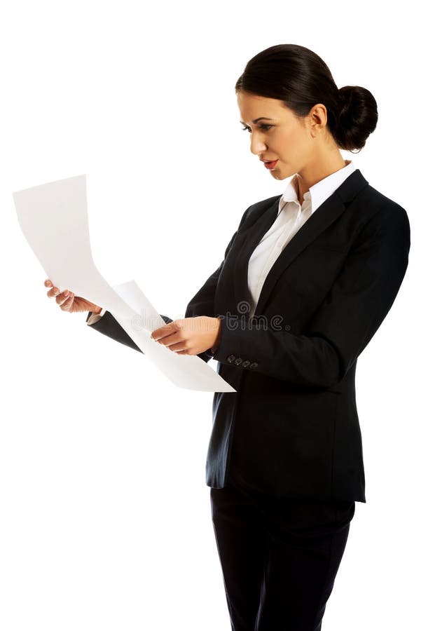 Businesswoman with Paper Notes Stock Image - Image of adult ...