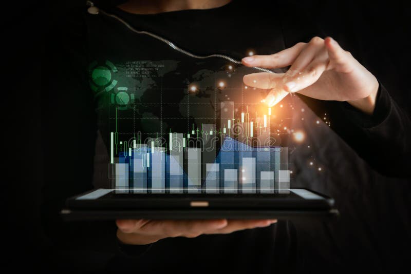 Businesswoman Plan Graph Growth and Increase of Chart Indicators in Her ...