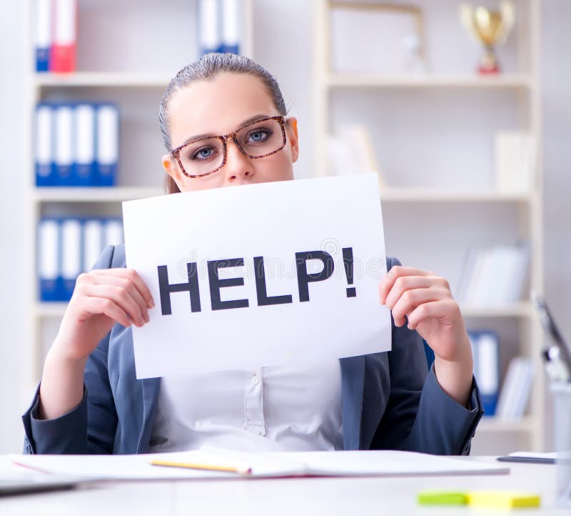Businesswoman Pleading for Help in Office Stock Image - Image of office ...