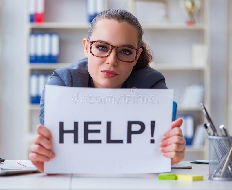 Businesswoman Pleading for Help in Office Stock Image - Image of ...