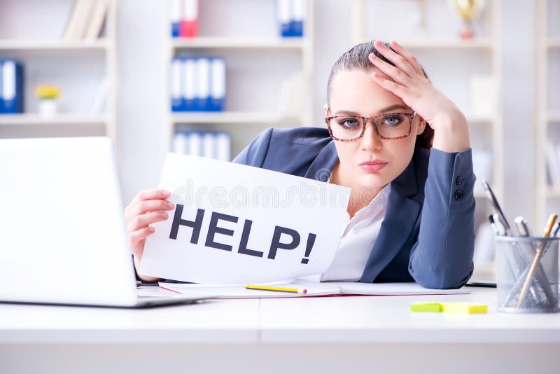 Businesswoman Pleading for Help in Office Stock Image - Image of ...