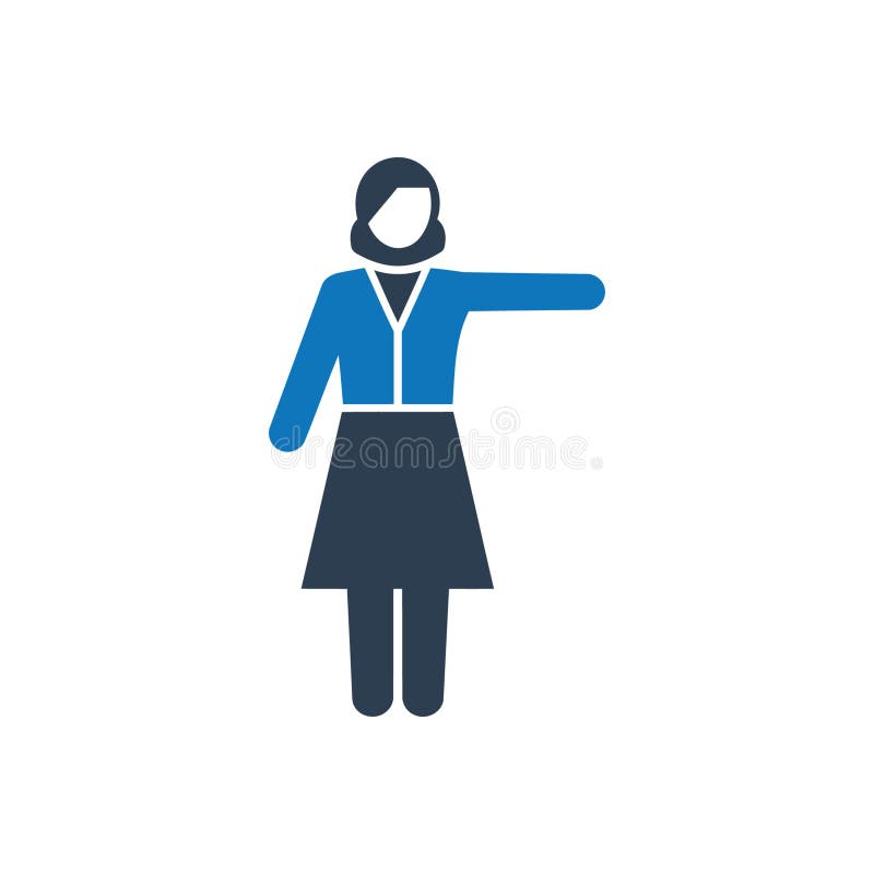 Businesswoman Pointing Icon Stock Illustration - Illustration of office ...