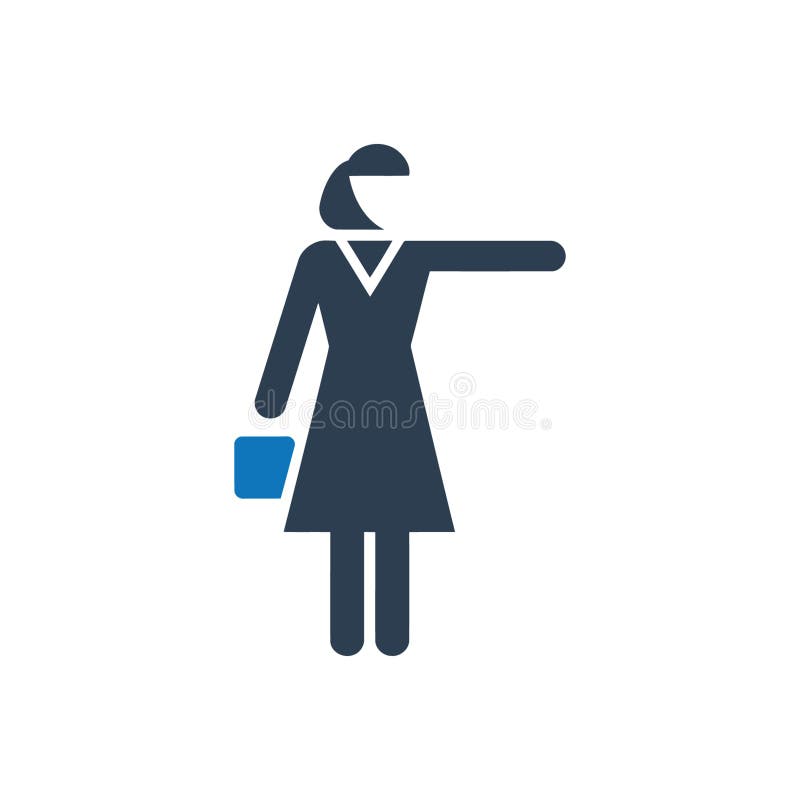Businesswoman Pointing Icon Stock Illustration - Illustration of sign ...
