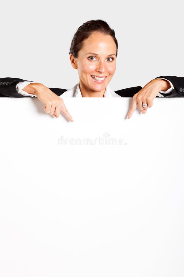Businesswoman Pointing at White Board Stock Image - Image of girl ...