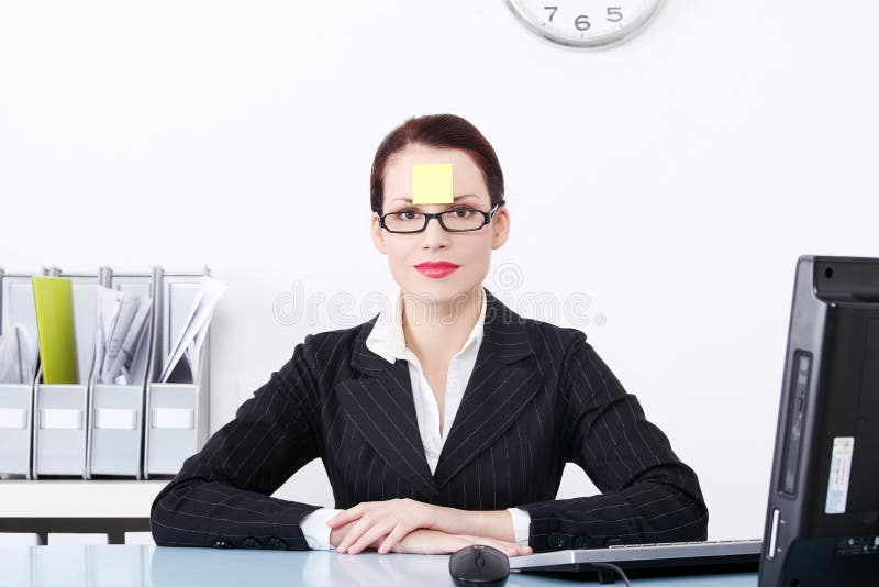Post it note on forehead stock photo. Image of caucasian - 22052002