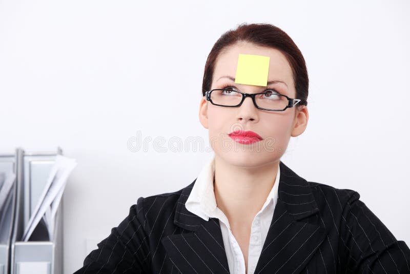 Post it note on forehead stock photo. Image of caucasian - 22052002