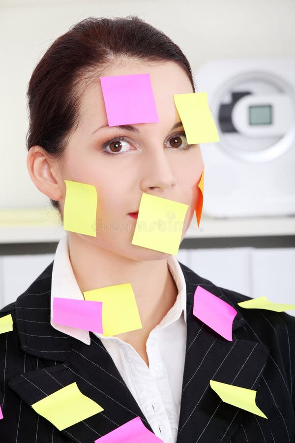 Businesswoman with Post it Notes. Stock Image - Image of blank, person ...