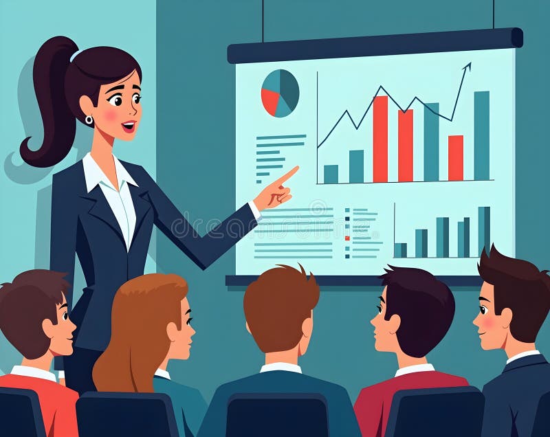 Businesswoman Presenting Data with Charts To Audience in Modern Office ...